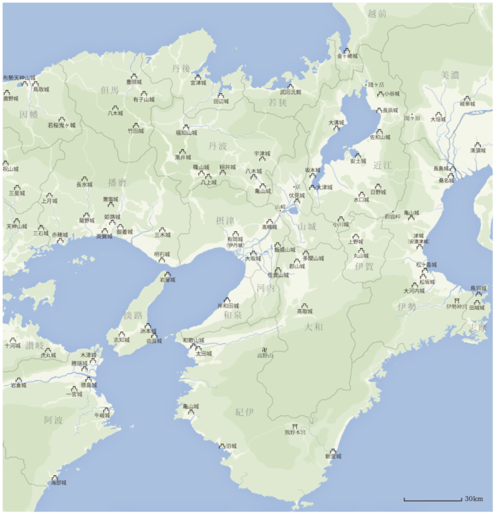 近畿地方の城マップ | 戦国時代勢力図と各大名の動向ブログ